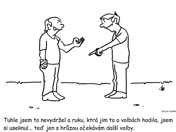 Kreslený vtip - Havlíček jde bránit Babiše - Seznam Médium