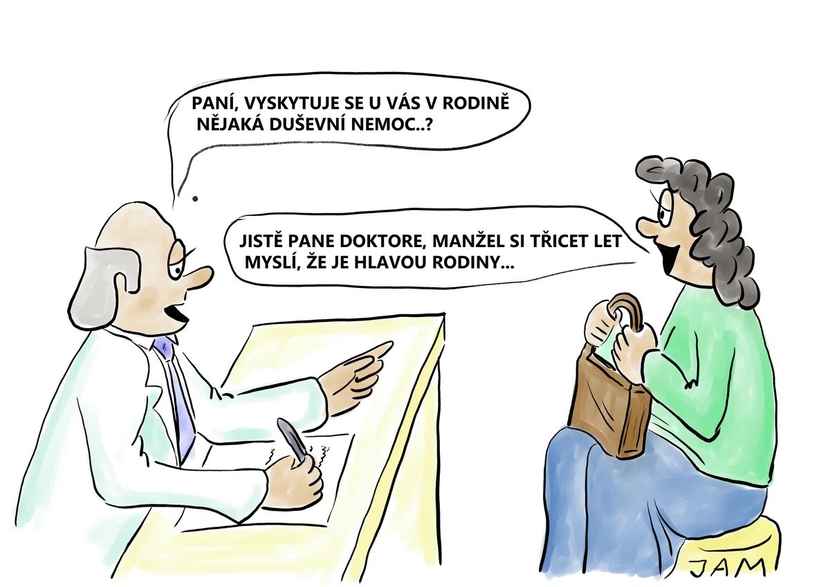 Kreslený vtip: Hlava rodiny - Médium.cz