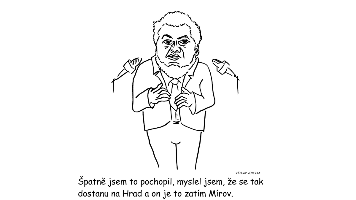 Kreslený vtip - Dominik Feri aneb složitá cesta na Hrad - Médium.cz