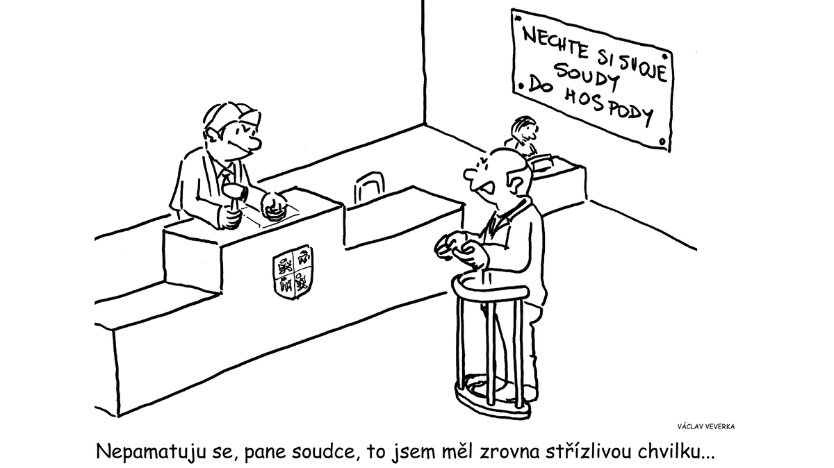 Kreslený vtip - Bude mít soudce pochopení? - Médium.cz