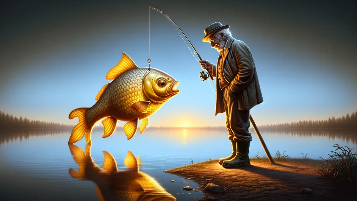 Diskuze - Kreslený vtip: Rybář a zlatá rybka - Médium.cz