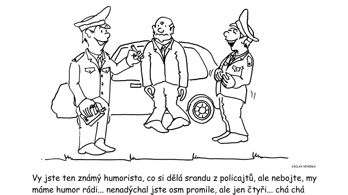 Kreslený vtip - Humorista v problémech - Médium.cz