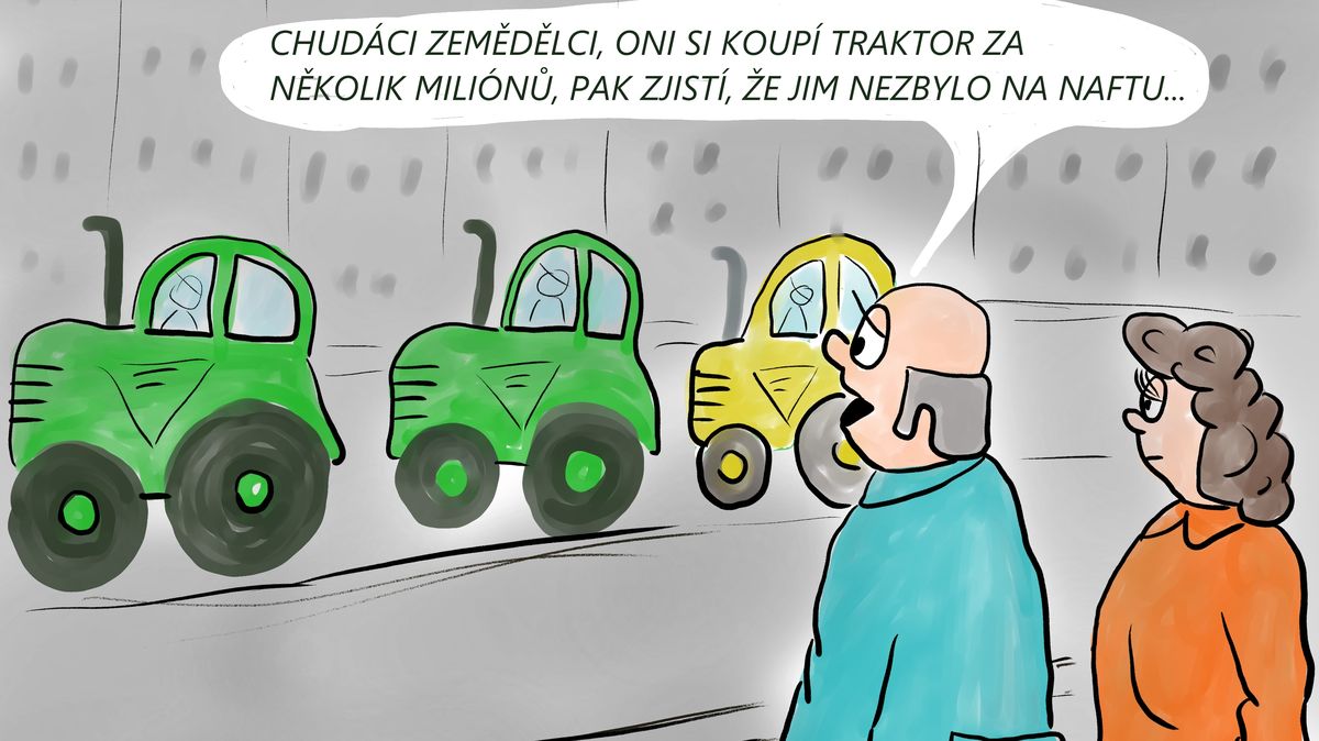 Kreslený vtip: Stávka traktorů - Médium.cz