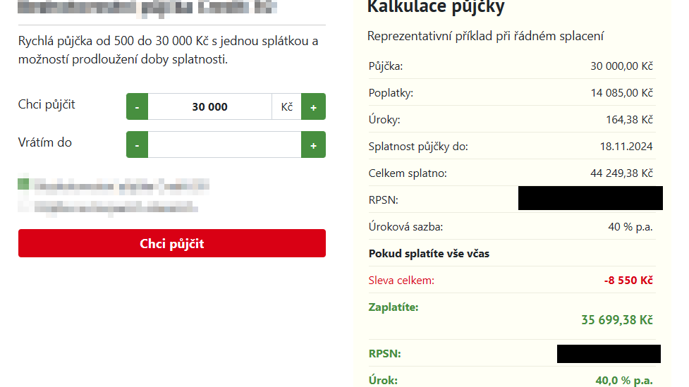 Rychlá půjčka bez úroků? Zapomeňte! RPSN klidně i bilion procent ...