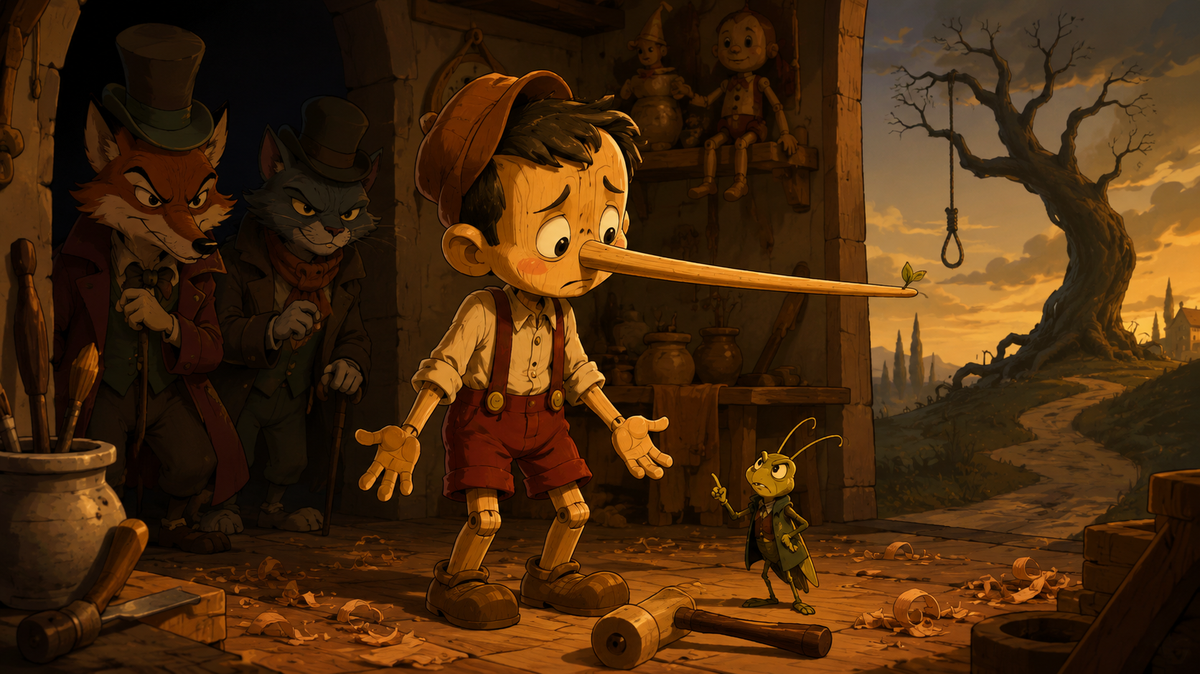 Pinocchio, jak ho neznáme: mrtvý cvrček, šibenice a dřevěný kluk ...