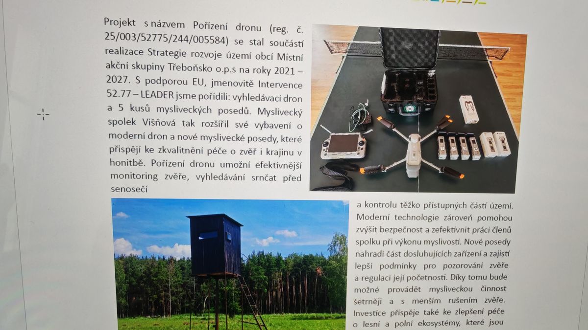 Myslivecký spolek Pleše–Višňová pořídil díky podpoře MAS nový dron ...